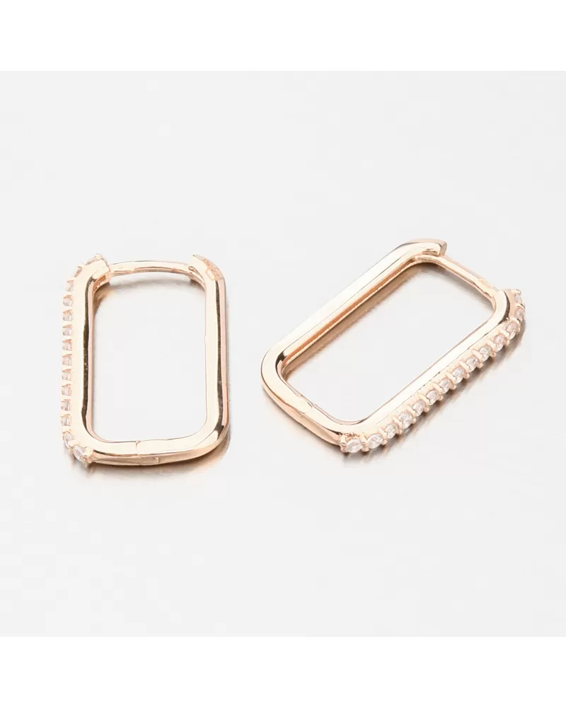 Hranaté náušnice z růžového zlata se zirkony 12R-726 : Goldex.cz